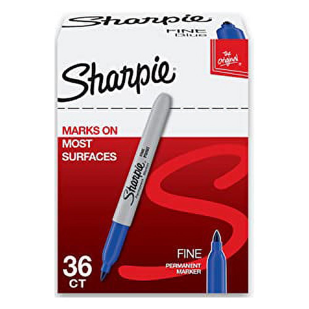 Sharpie Permanent Markers, Fine Point, Blue, 36 Count - Walmart.com