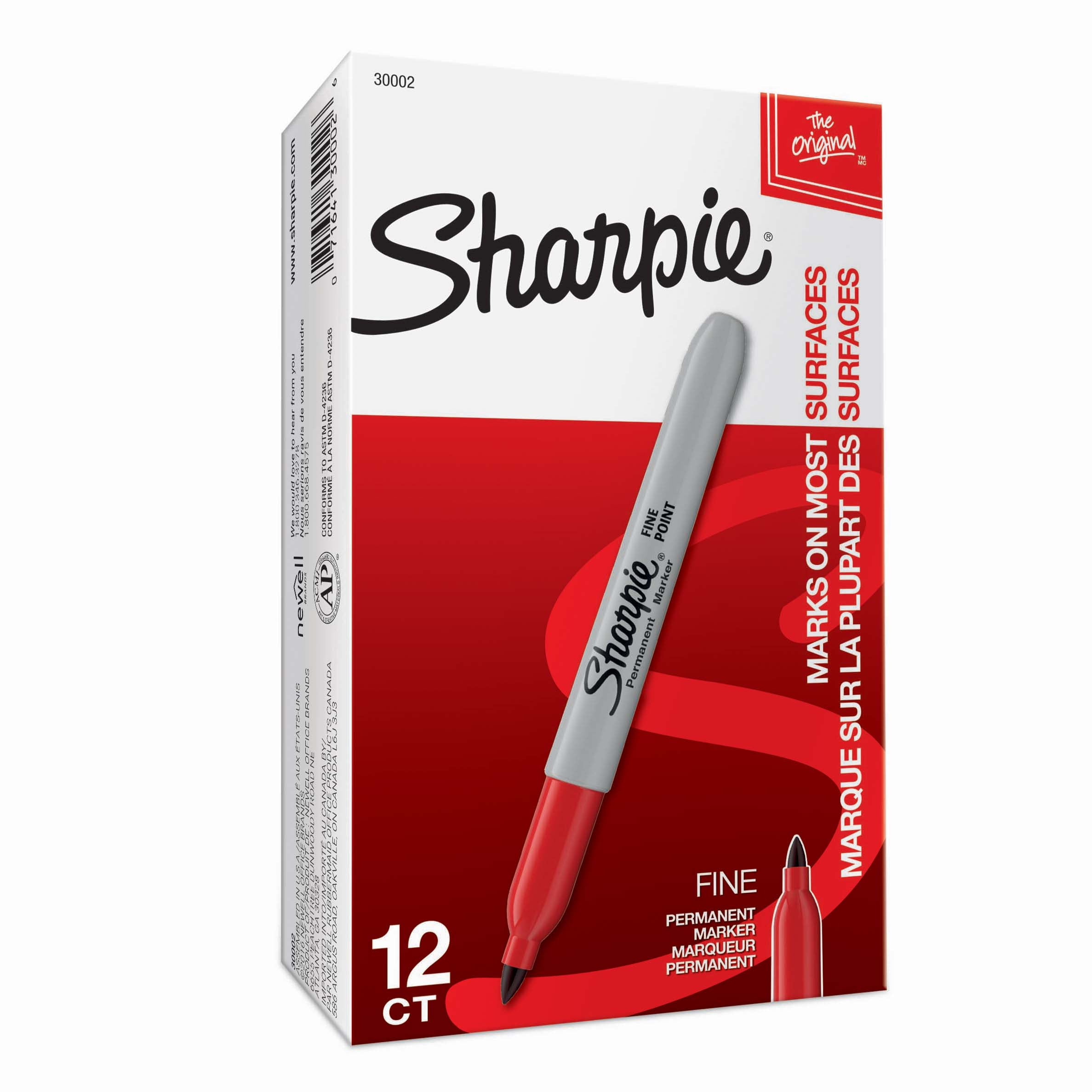 Sharpie Permanent Markers, Fine Tip Line, Vivid Red, 12 Count Pack ...