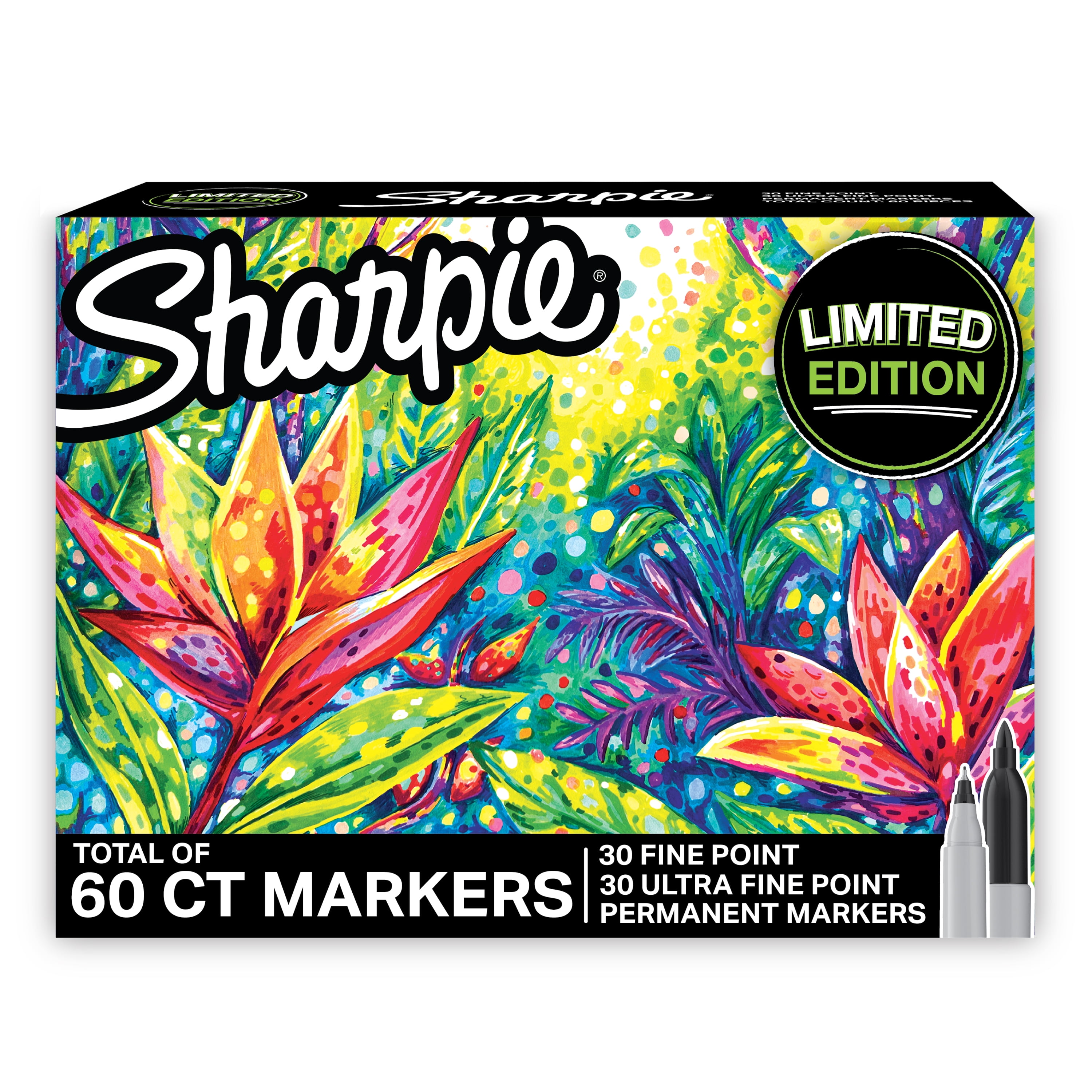 Sharpie Permanent Markers Limited Edition Set, Fine Point and Ultra Fine Point, 60 Count ...