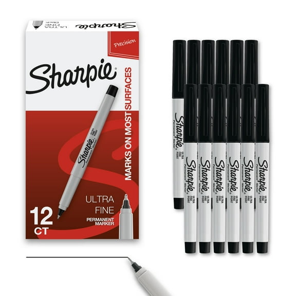 Industrial Permanent Markers, Fine Point, Black, Box of 12 - Walmart.com