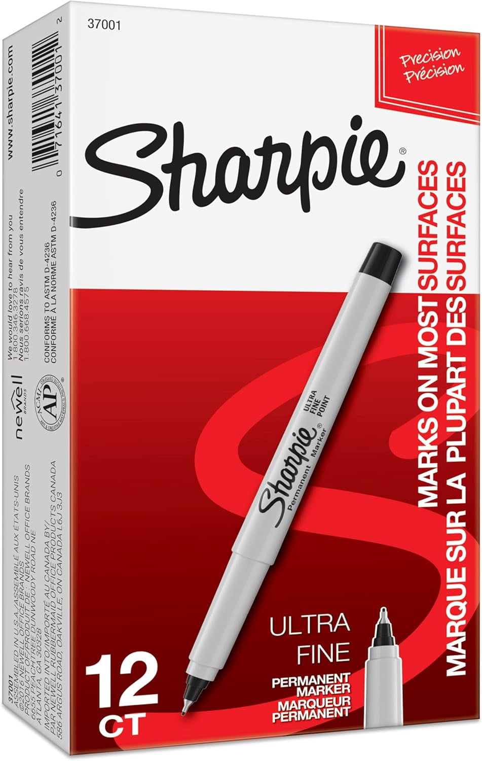 Sharpie Permanent Markers, Ultra Fine Tip, Black, 12 Count - For ...