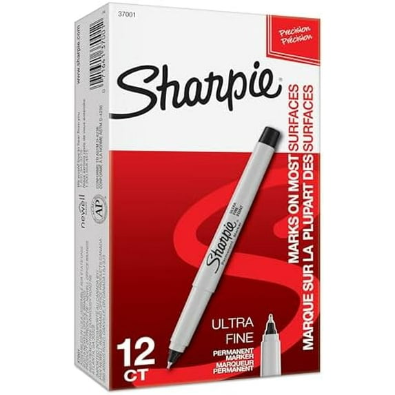 Sharpie Permanent Markers, Ultra Fine Tip, Black, 12 Count - For ...
