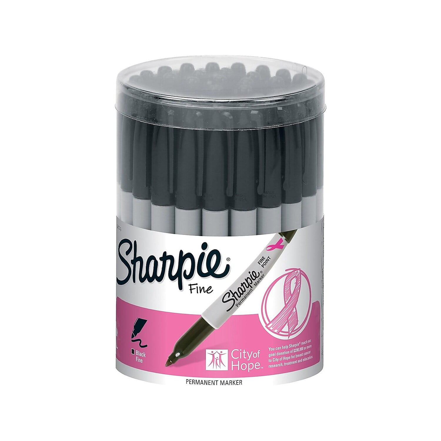 Sharpie Pink Ribbon Permanent Markers Fine Point Black 36/Pack (1801745 ...