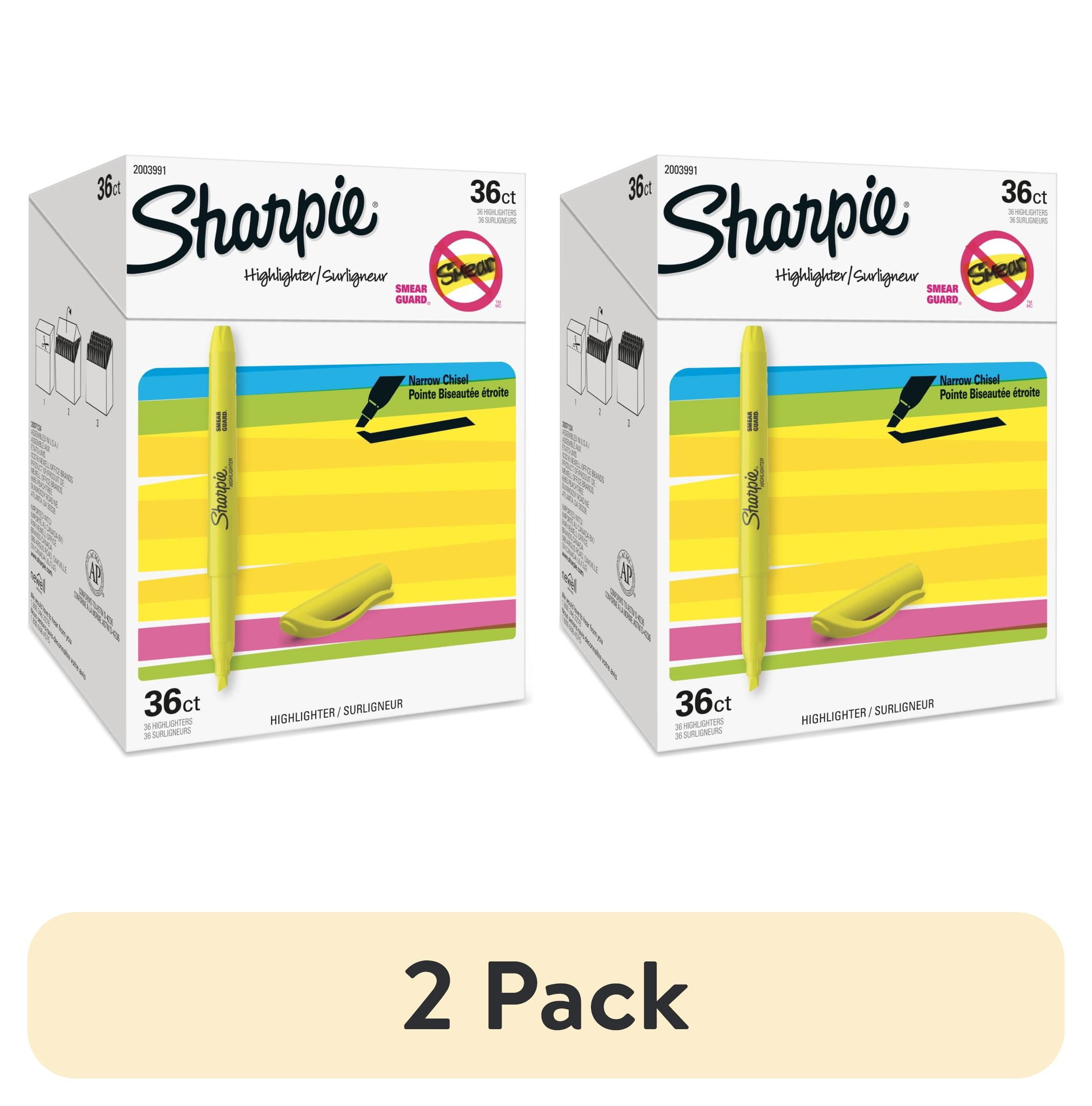 (2 pack) Sharpie Pocket Highlighters, Chisel Tip, Fluorescent Yellow ...