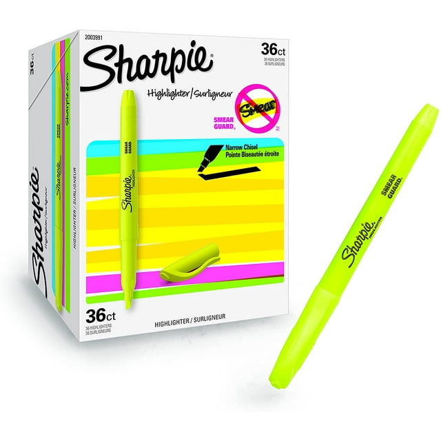 Sharpie Pocket Highlighters, Chisel Tip, Fluorescent Yellow, 36 Count ...