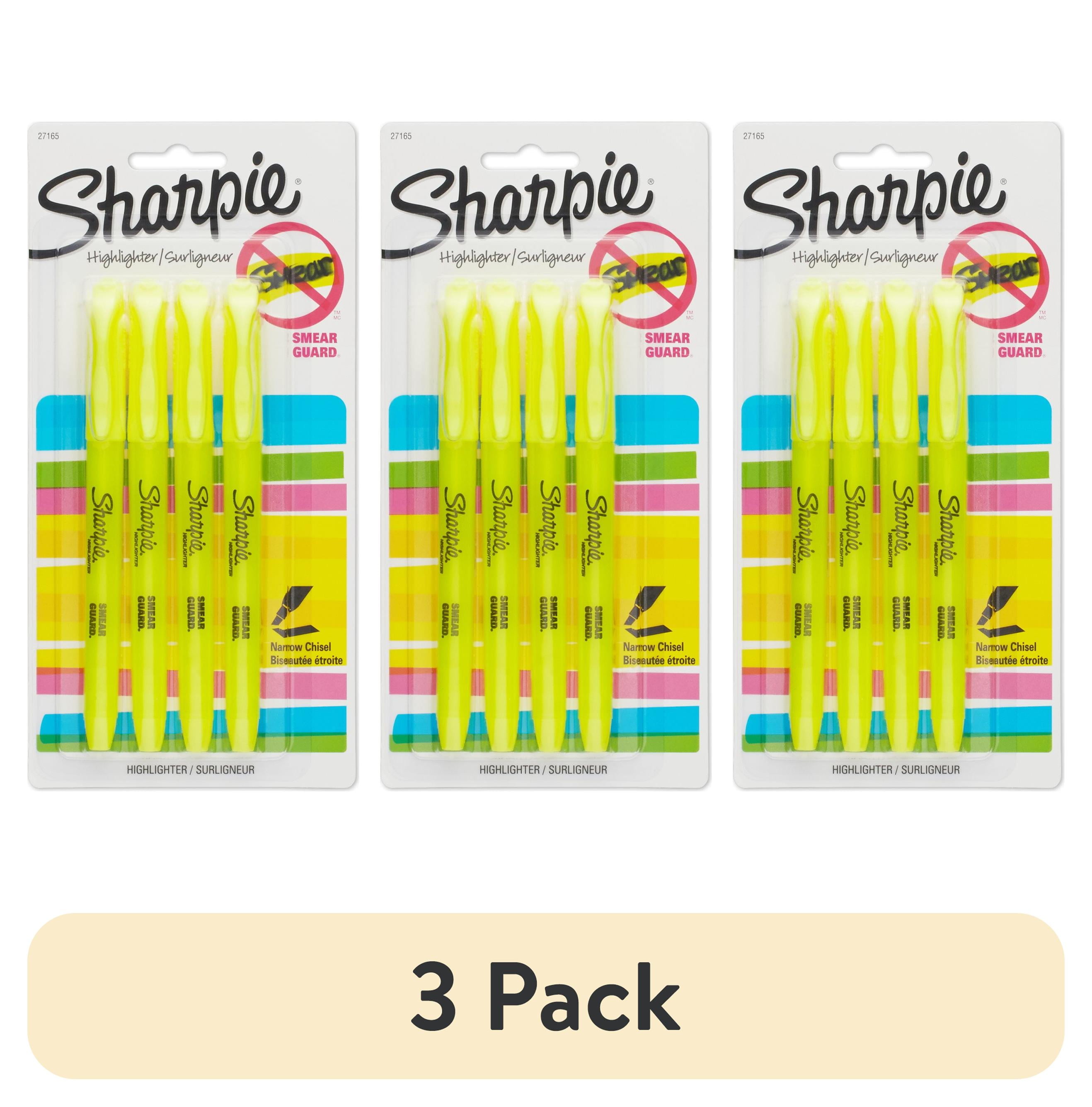 (3 pack) Sharpie Pocket Highlighters, Chisel Tip, Fluorescent Yellow, 4 ...