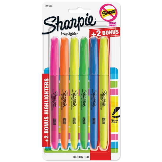 Sharpie Pocket Style Highlighters, Chisel Tip, Assorted Colors ...