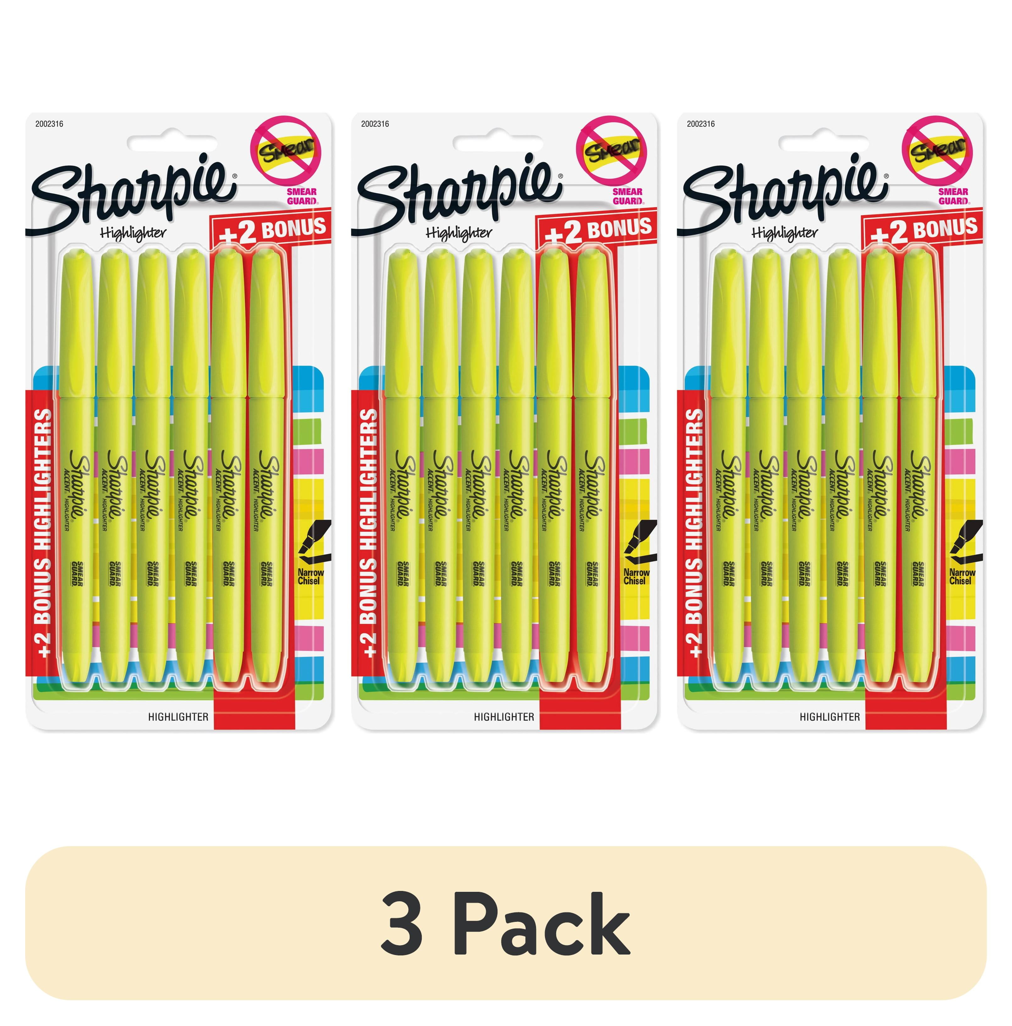 (3 pack) Sharpie Pocket Style Highlighters, Chisel Tip, Yellow Color ...
