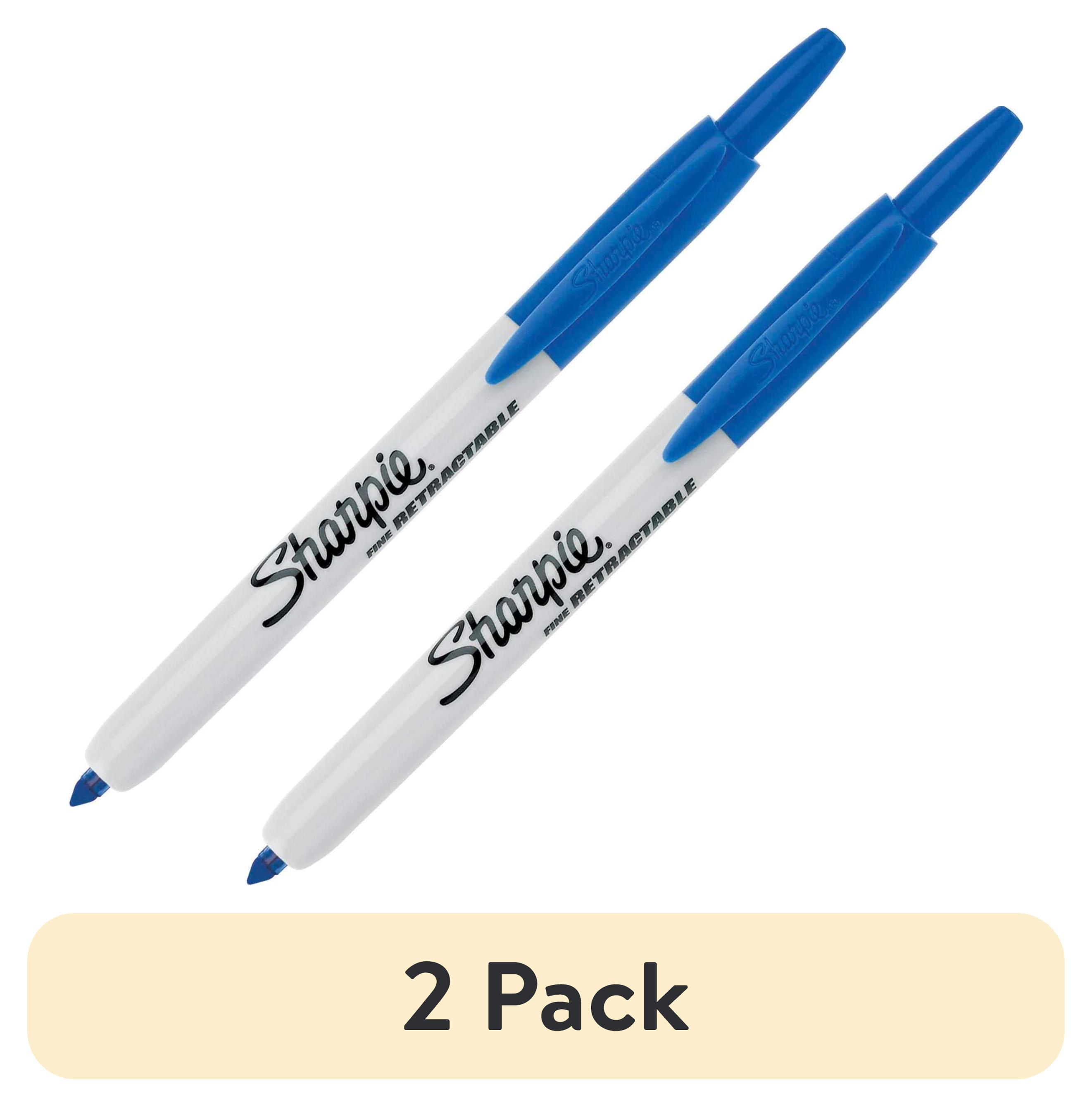 (2 pack) Sharpie® Retractable Permanent Markers, Fine Point, Blue, Box ...