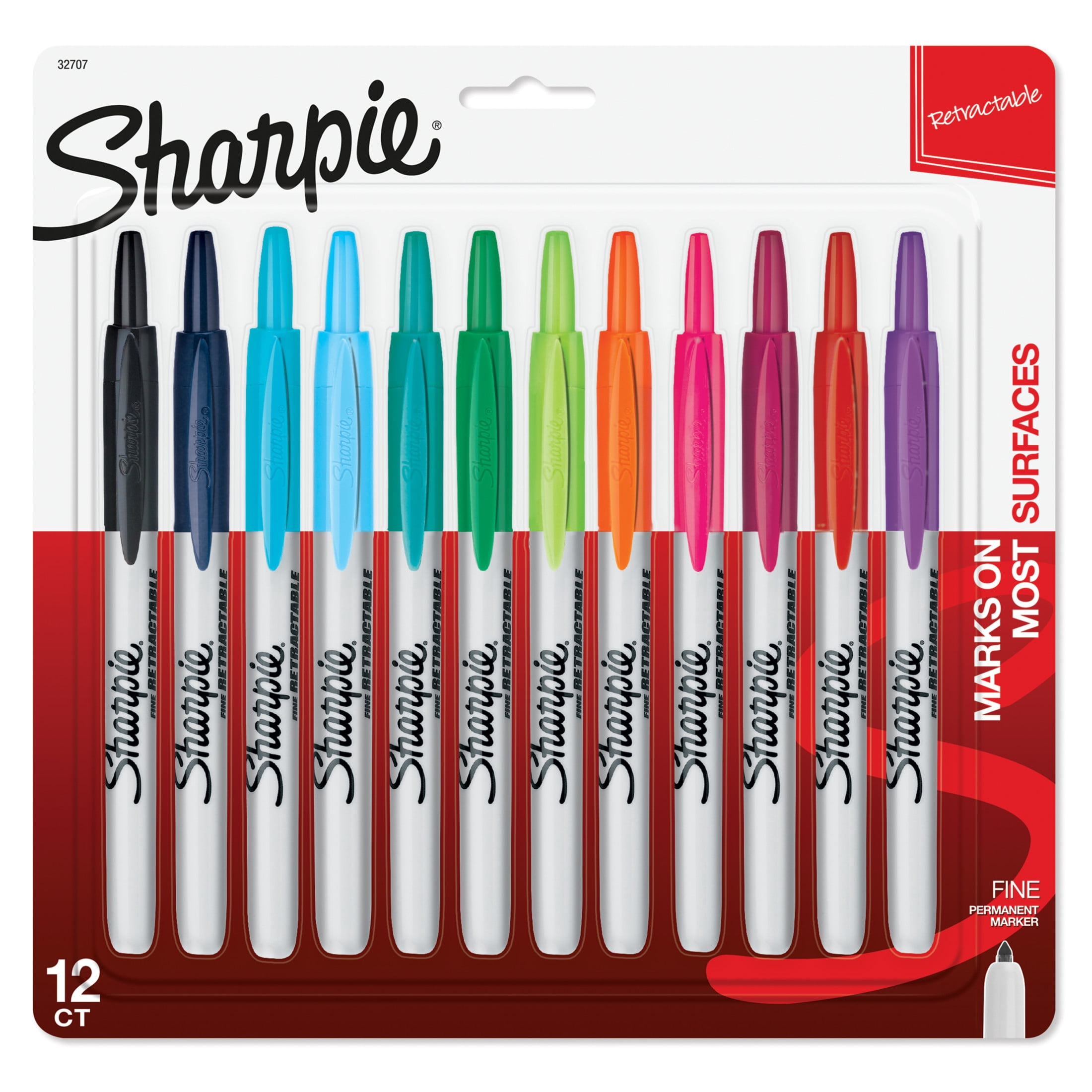 Sharpie Extra Colored Retractable Fine Tip Permanent Markers, Large ...