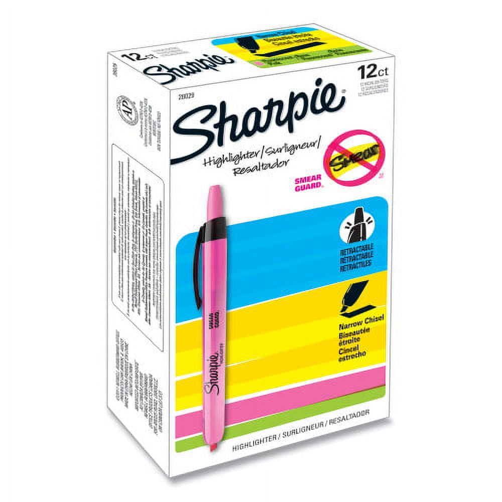 Sharpie Retractable Highlighters, Fluorescent Pink Ink, Chisel Tip ...