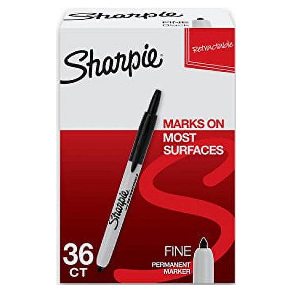 Sharpie Retractable Permanent Markers, Fine Point, Black, 36 Count ...
