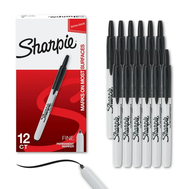 Sharpie Retractable Permanent Markers, Fine Tip Marker Set, Office ...