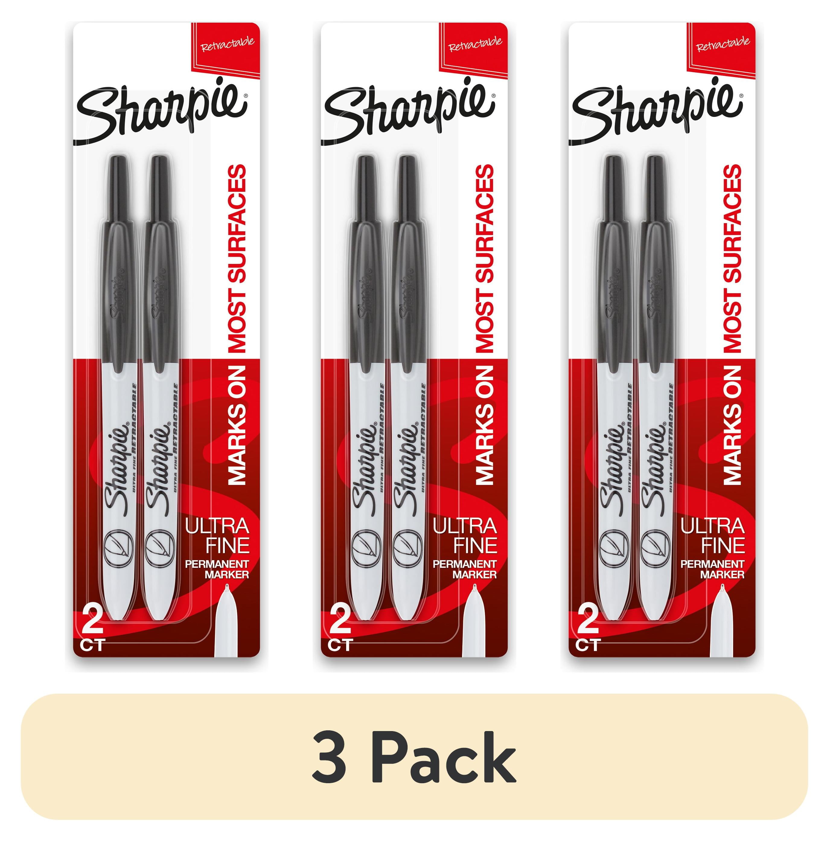 (3 pack) Sharpie Retractable Permanent Markers, Ultra Fine Tip, 2 Count ...