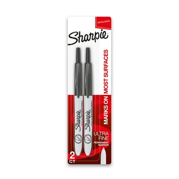 Sharpie Retractable Permanent Markers, Ultra Fine Tip, 2 Count ...