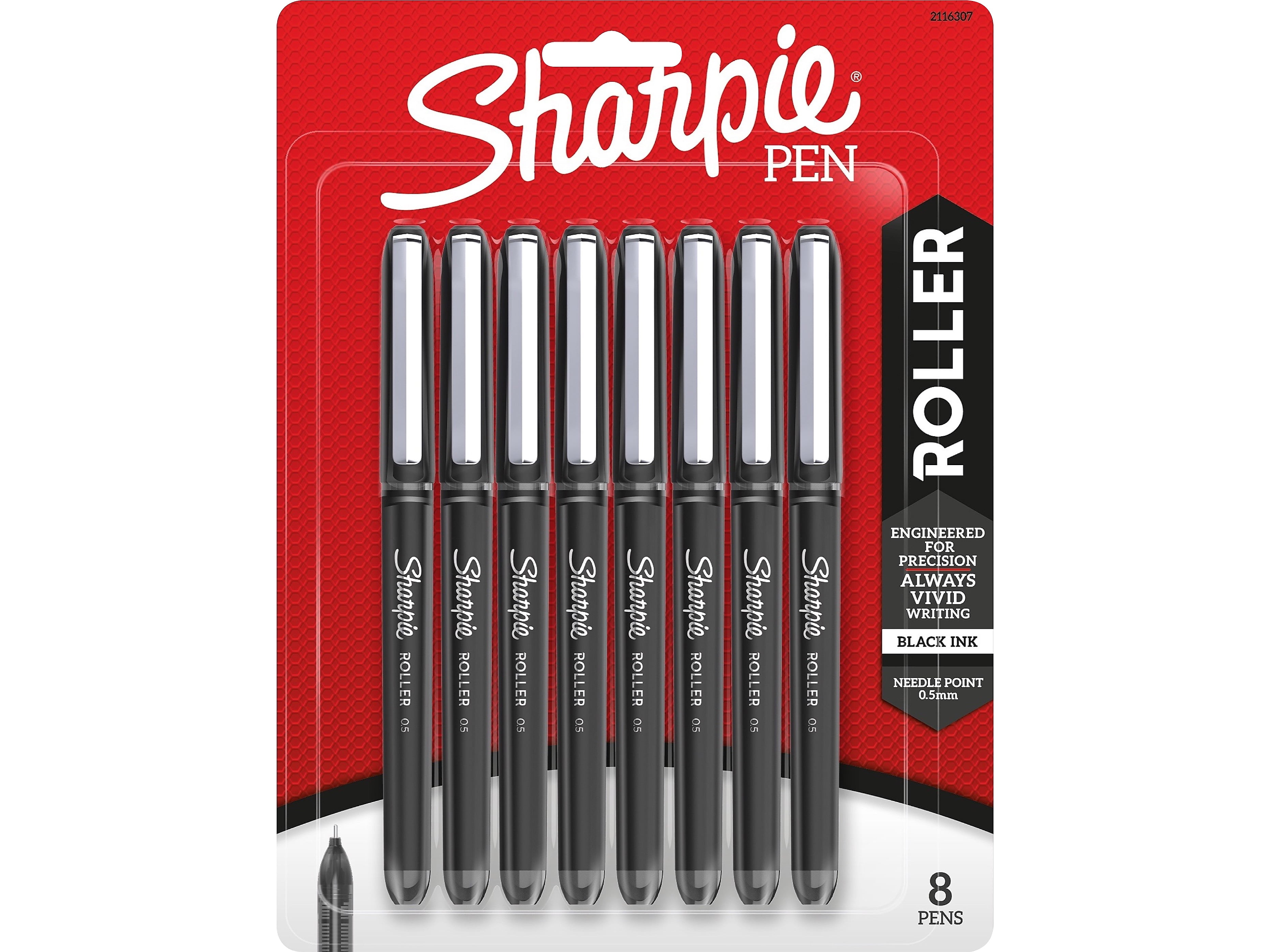 Sharpie Rollerball Pen, Needle Point, Black, 0.5mm, 8/Pack - Walmart.com
