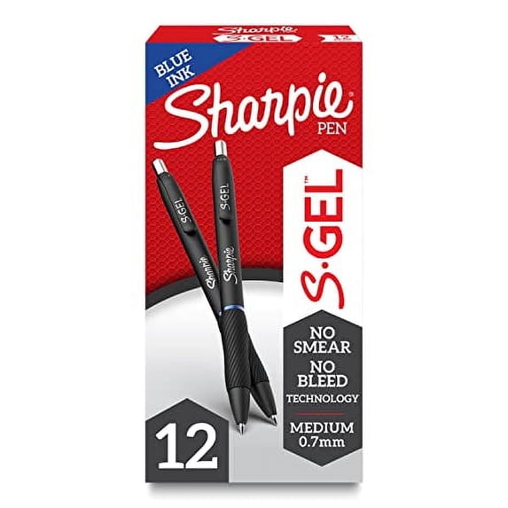 Sharpie S-Gel Blue Ink Gel Pens, Medium Point (0.7mm), 12 Count ...