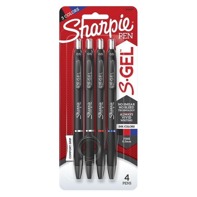 Sharpie S-Gel Gel Pens, Fine Point (0.5mm), Assorted Colors, 4 Count ...
