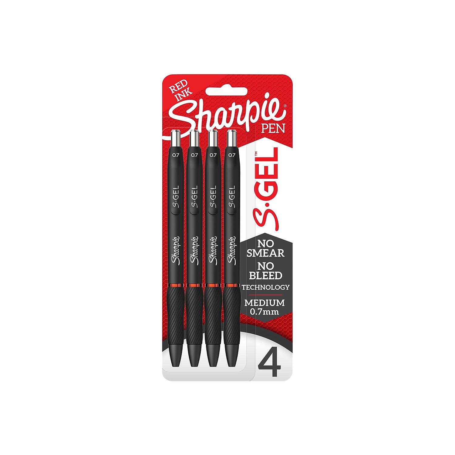 Sharpie S-Gel Retractable Gel Pen Medium Point Red Ink 4/Pack (2169763 ...