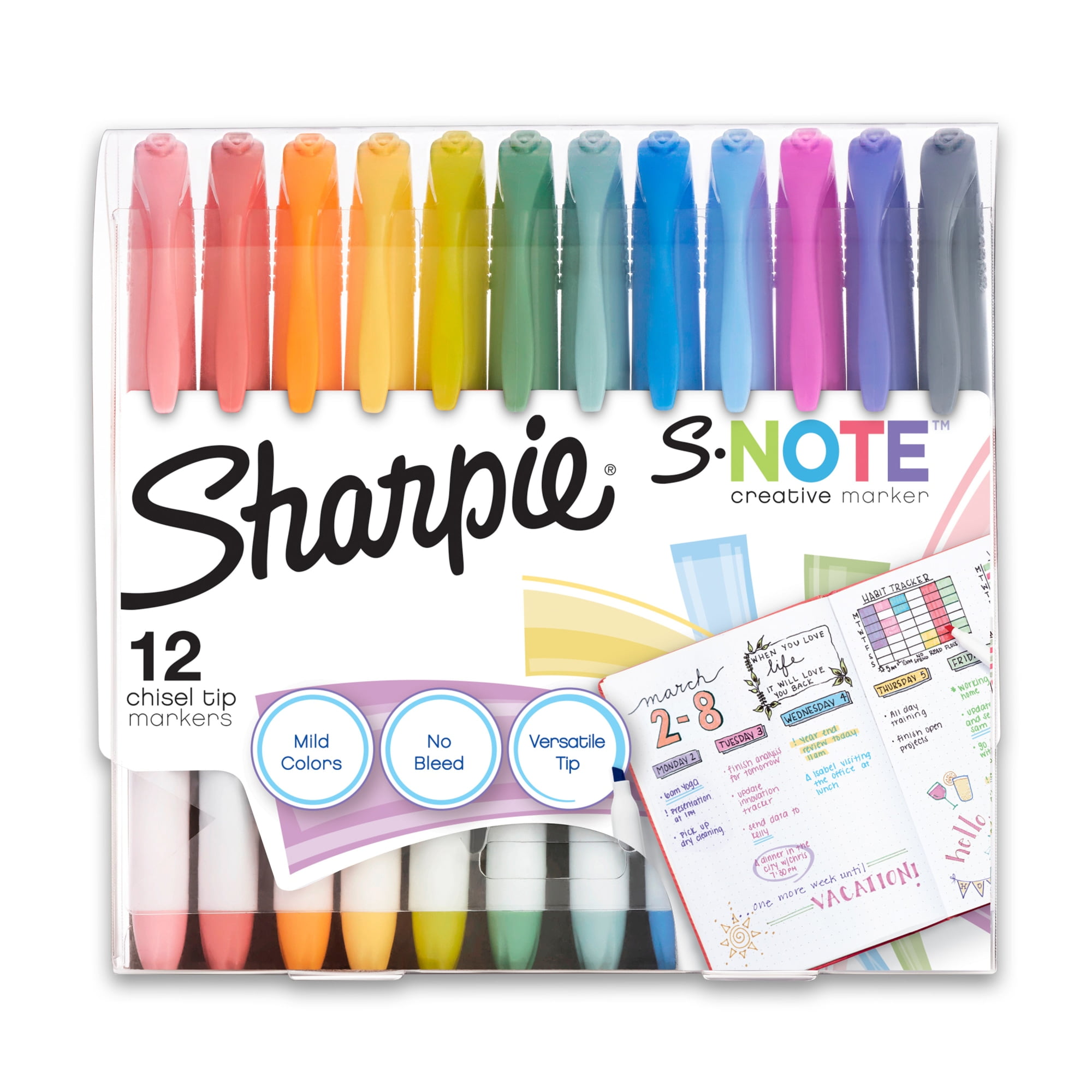 Sharpie S-Note Creative Marker Set, 12-Markers, Highlighter, Assorted ...