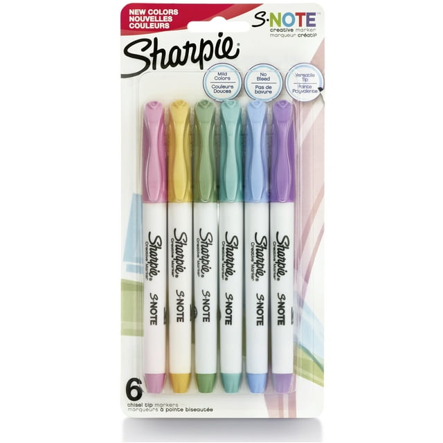 Sharpie S-Note Creative Markers Assorted Colors, Chisel Tip, 6 Count ...