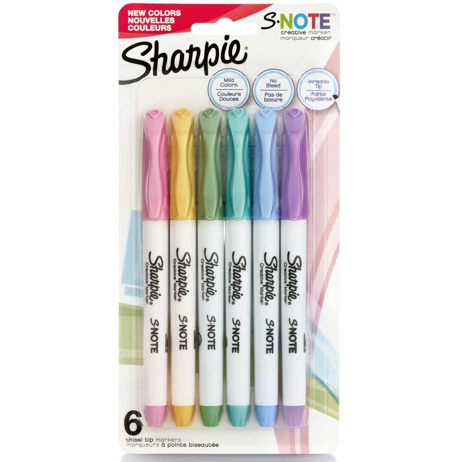 Sharpie S-Note Creative Markers Assorted Colors, Chisel Tip, 6 Count ...
