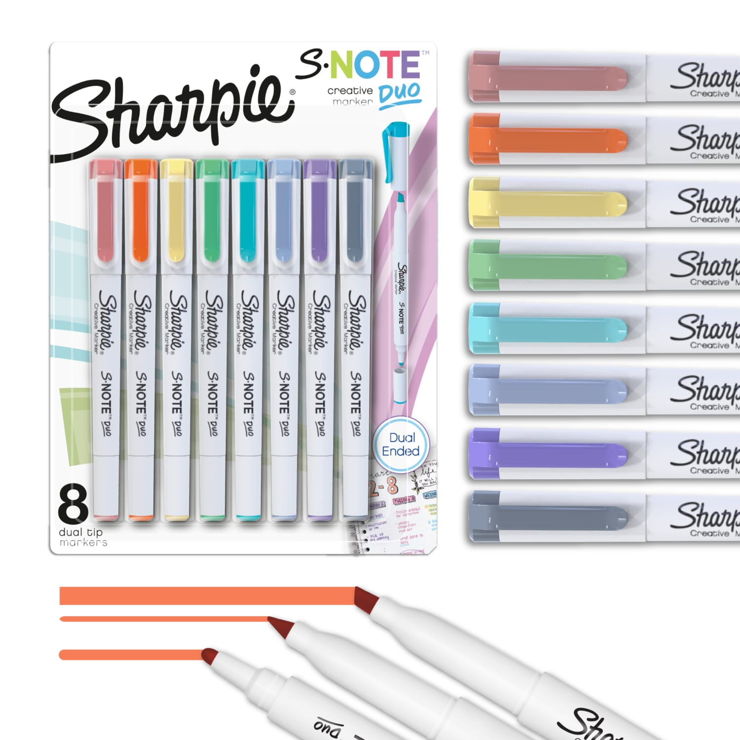 Sharpie S-Note Duo Dual-Ended Creative Markers, Part Highlighter, Part ...