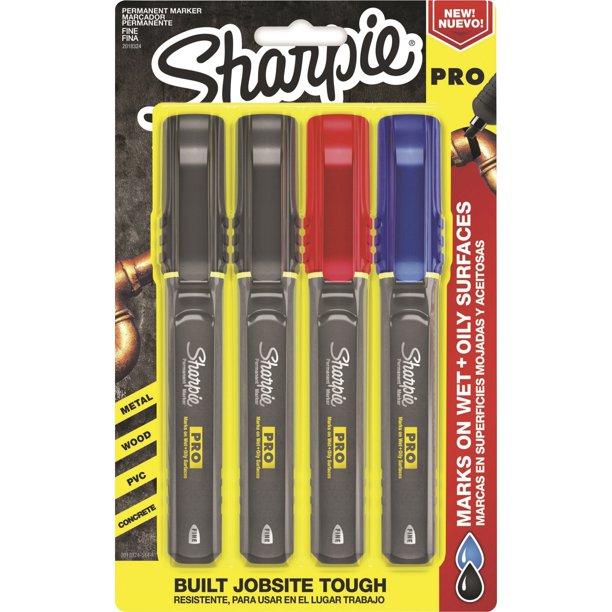 Sharpie, SAN2018324, PRO Fine Tip Permanent Markers, 4 / Pack - Walmart ...