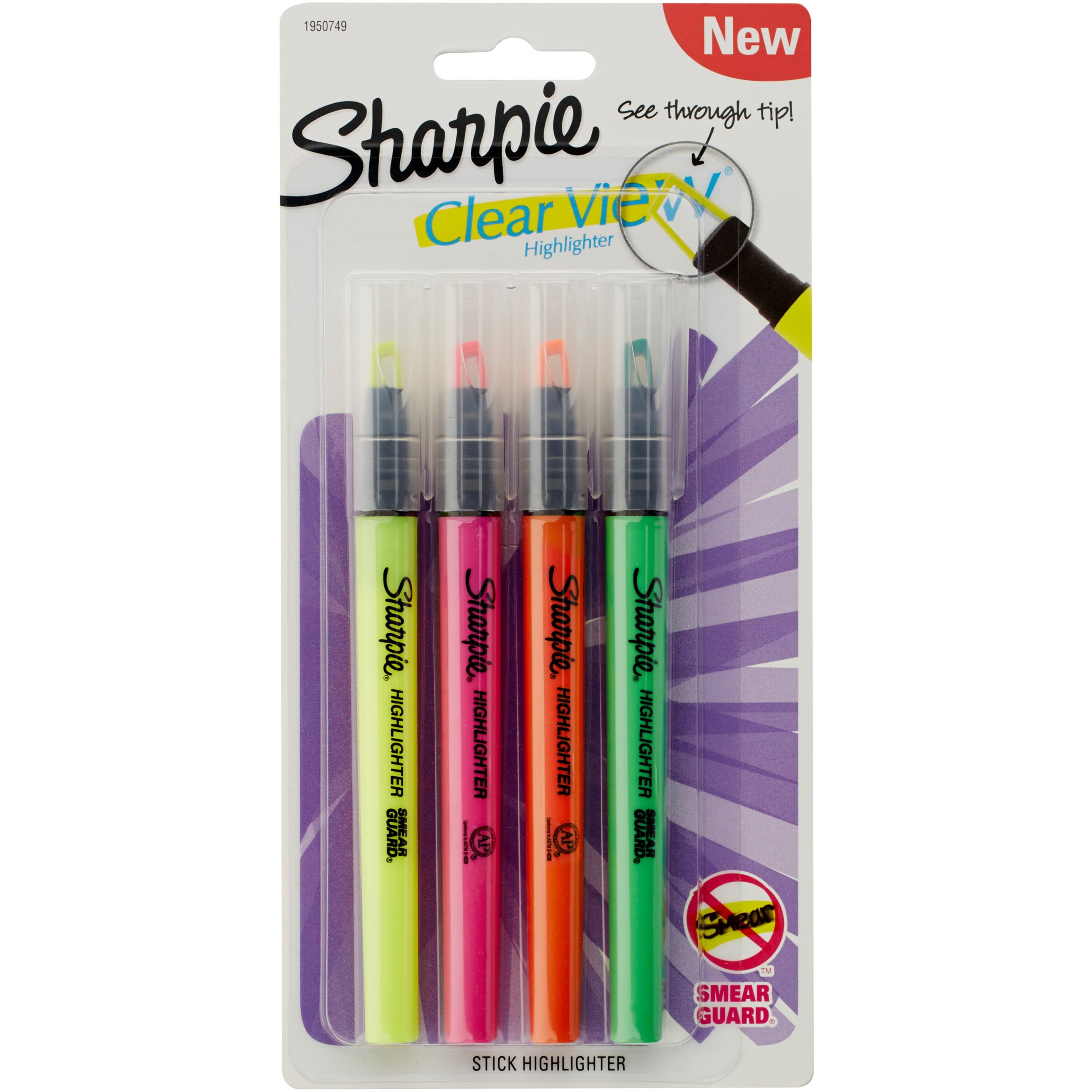 Sharpie, SAN2128213, Clear View Highlighter Pack, 4 / Pack - Walmart.com