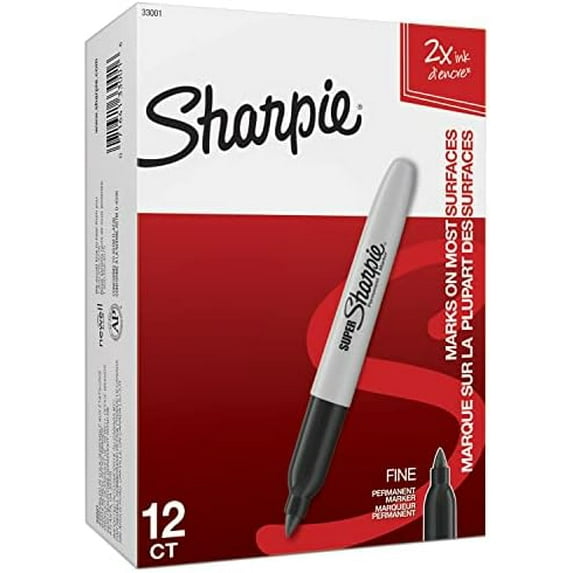 Sharpie Super Permanent Markers, Fine Point, Black, 12 Count - Walmart.com