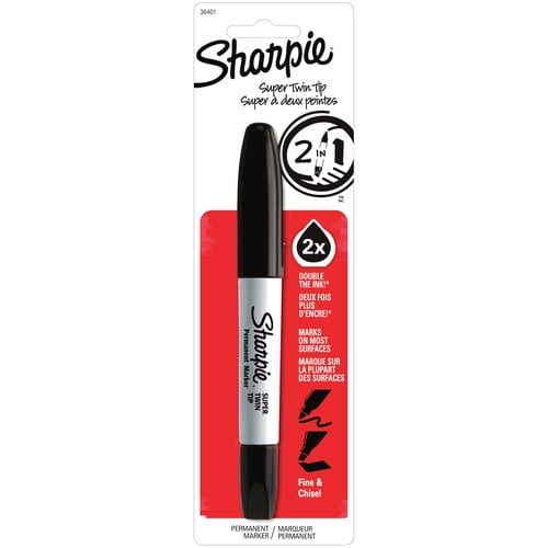 Sharpie Super Twin Tip Permanent Marker, Fine & Chisel Points, Black, 1 ...