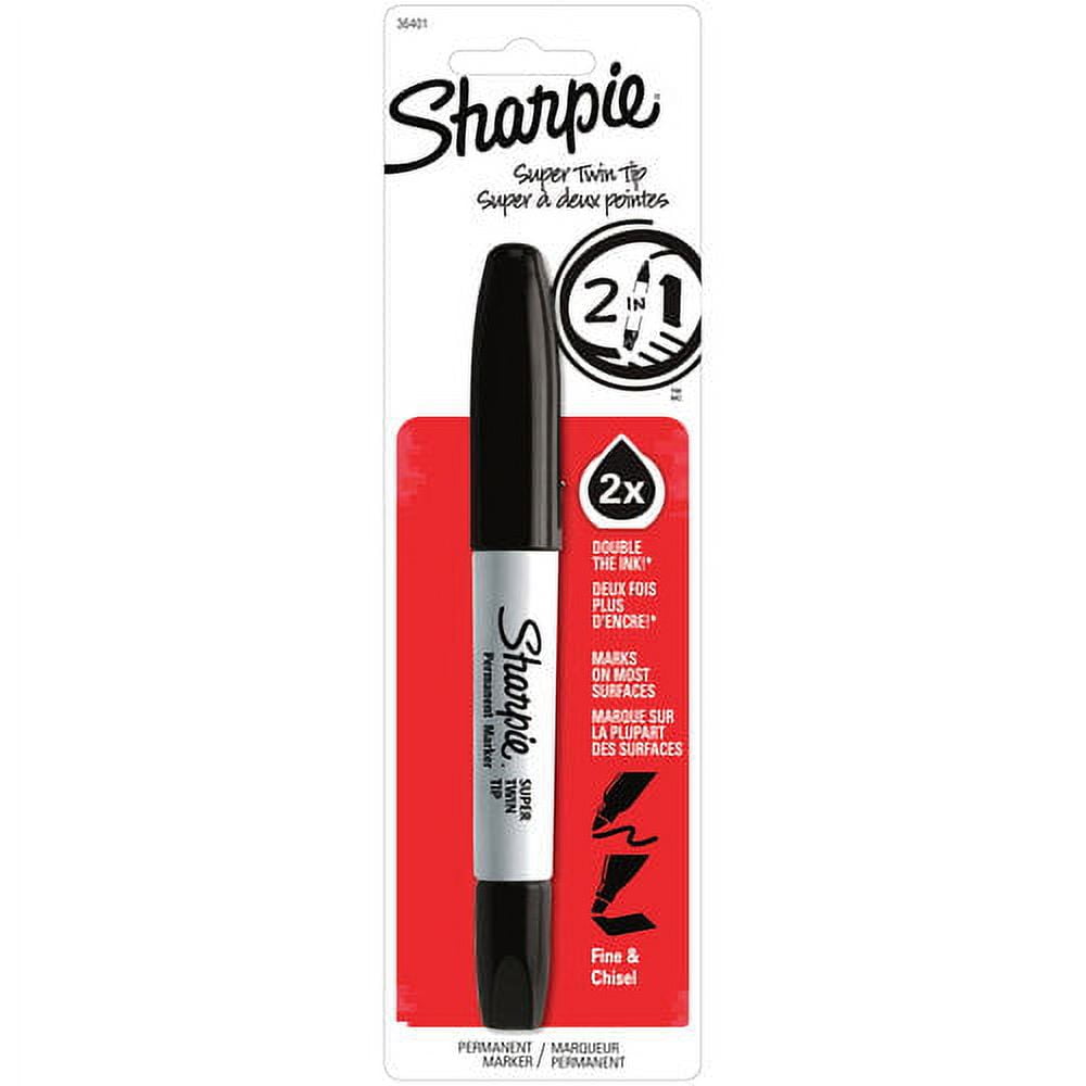 Sharpie Super Twin Tip Permanent Marker, Fine and Chisel, Black, 1 ...