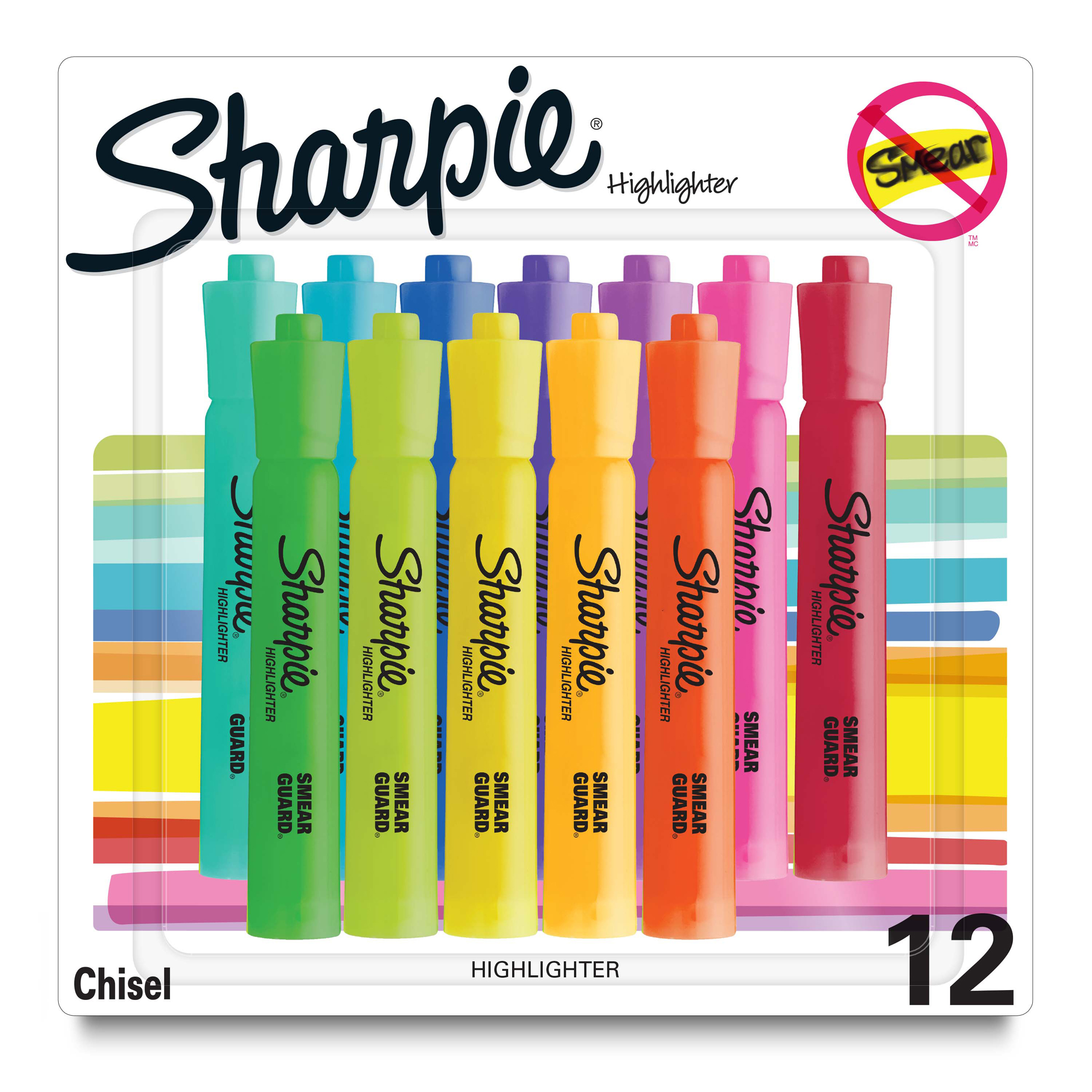 Sharpie, SAN25034, SmearGuard Tank Style Highlighters, 1 Dozen ...