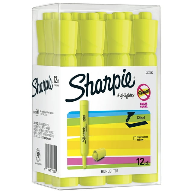 Sharpie Tank Style Highlighters, Large Chisel Tip, Fluorescent Yellow ...
