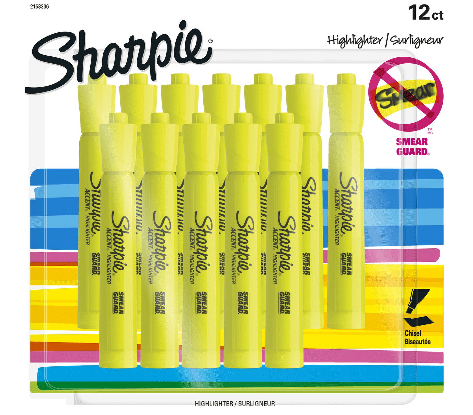 Sharpie Pocket Highlighters Chisel Tip Fluorescent Yellow 36 Count