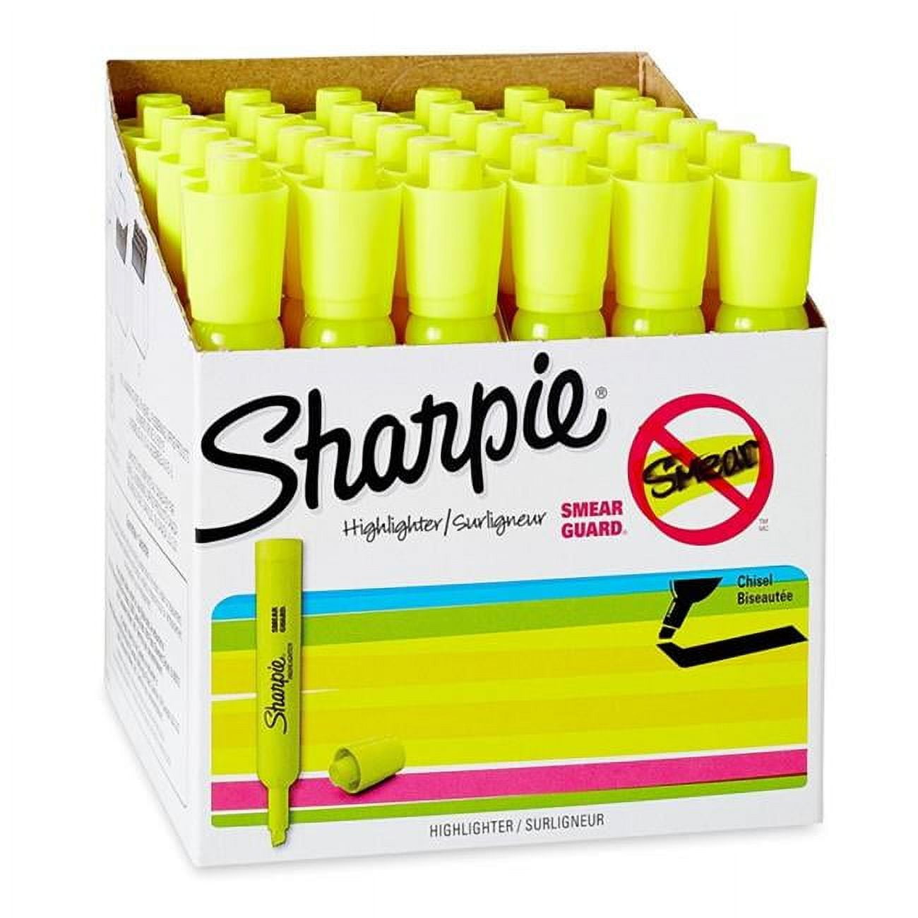 Sharpie Tank Style Highlighters, Chisel Tip, Fluorescent Yellow, Box of ...