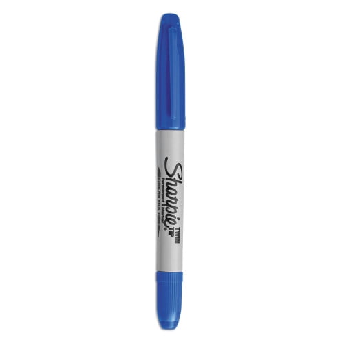 Sharpie Twin-Tip Permanent Marker, Extra-Fine/Fine Bullet Tips, Blue ...