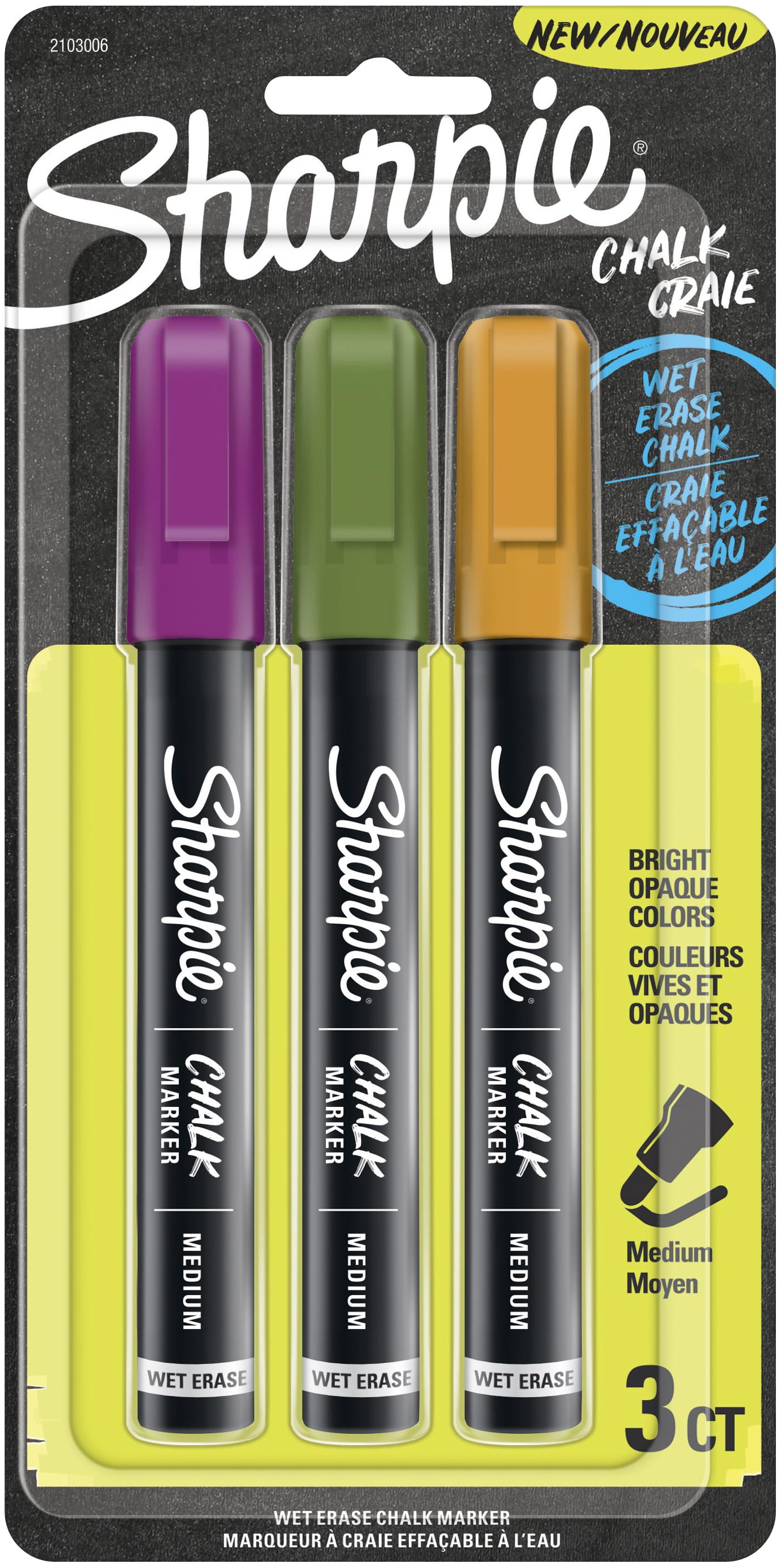 Sharpie Wet Erase Chalk Markers - Chalk-based Ink - Opaque Barrel - 3 ...