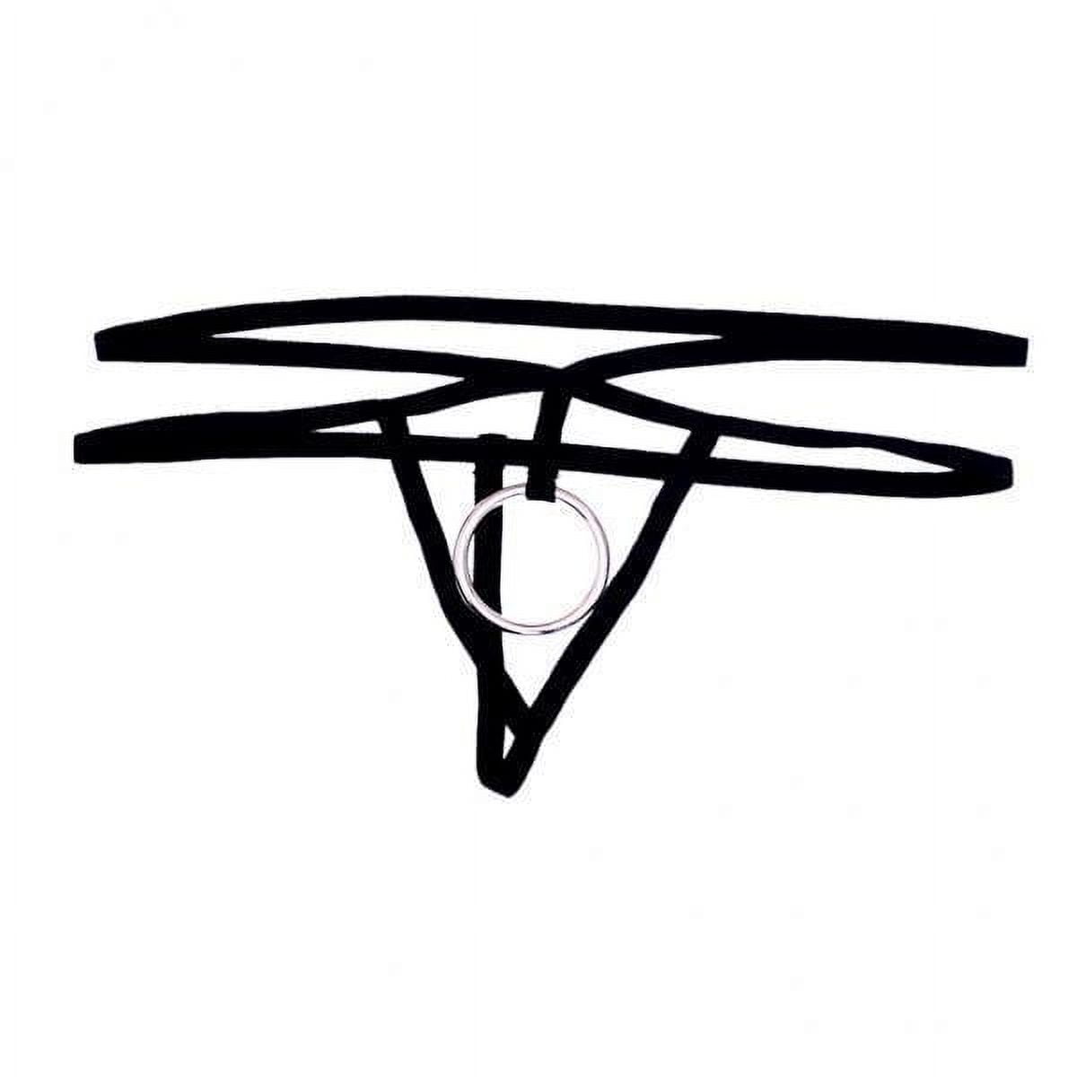 Sharplace 6xMen's G String Thongs Underwear with Mental O Rings Black 6 ...