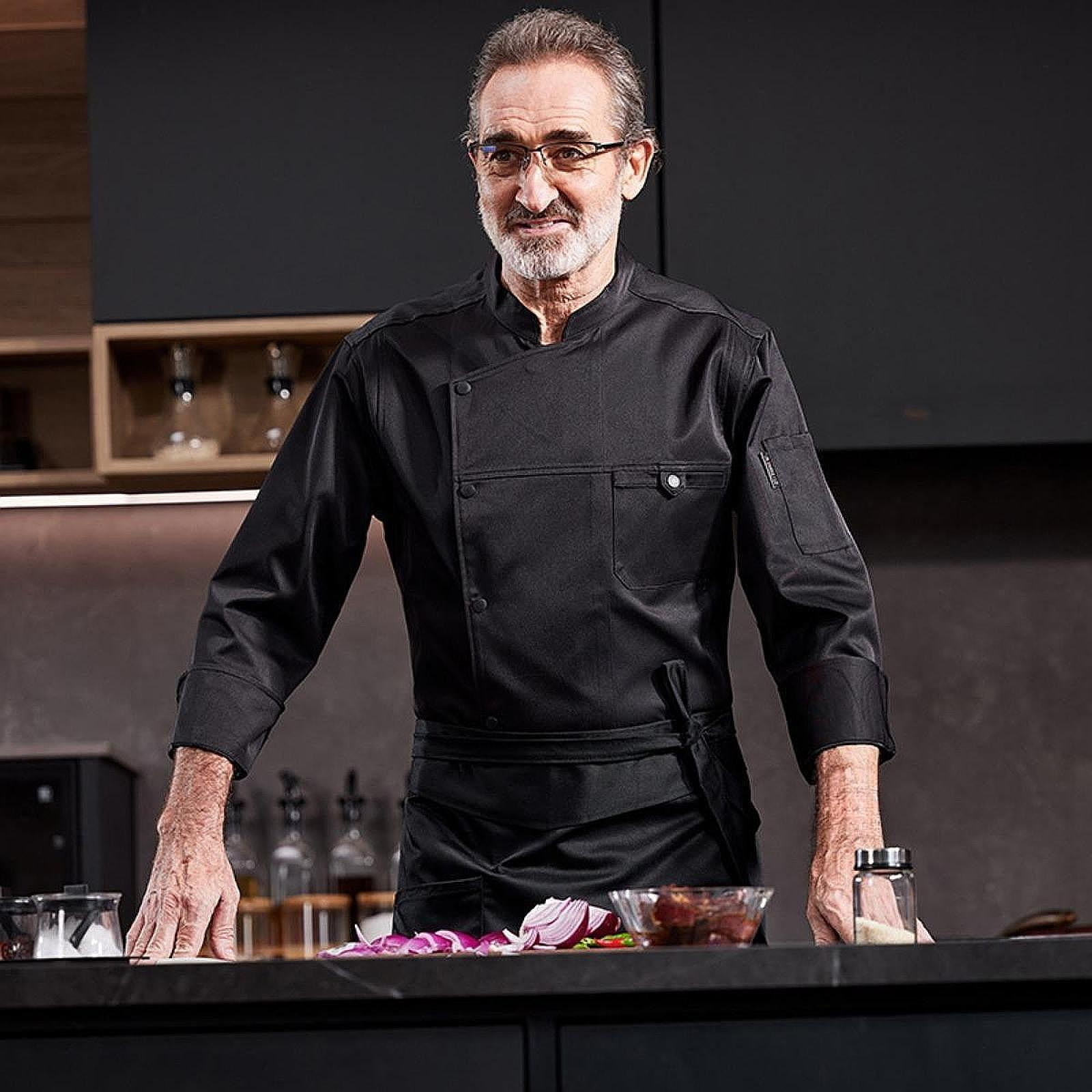 Sharplace Chef Coat Black Autumn Winter Chef Uniform for Cafe Baking ...