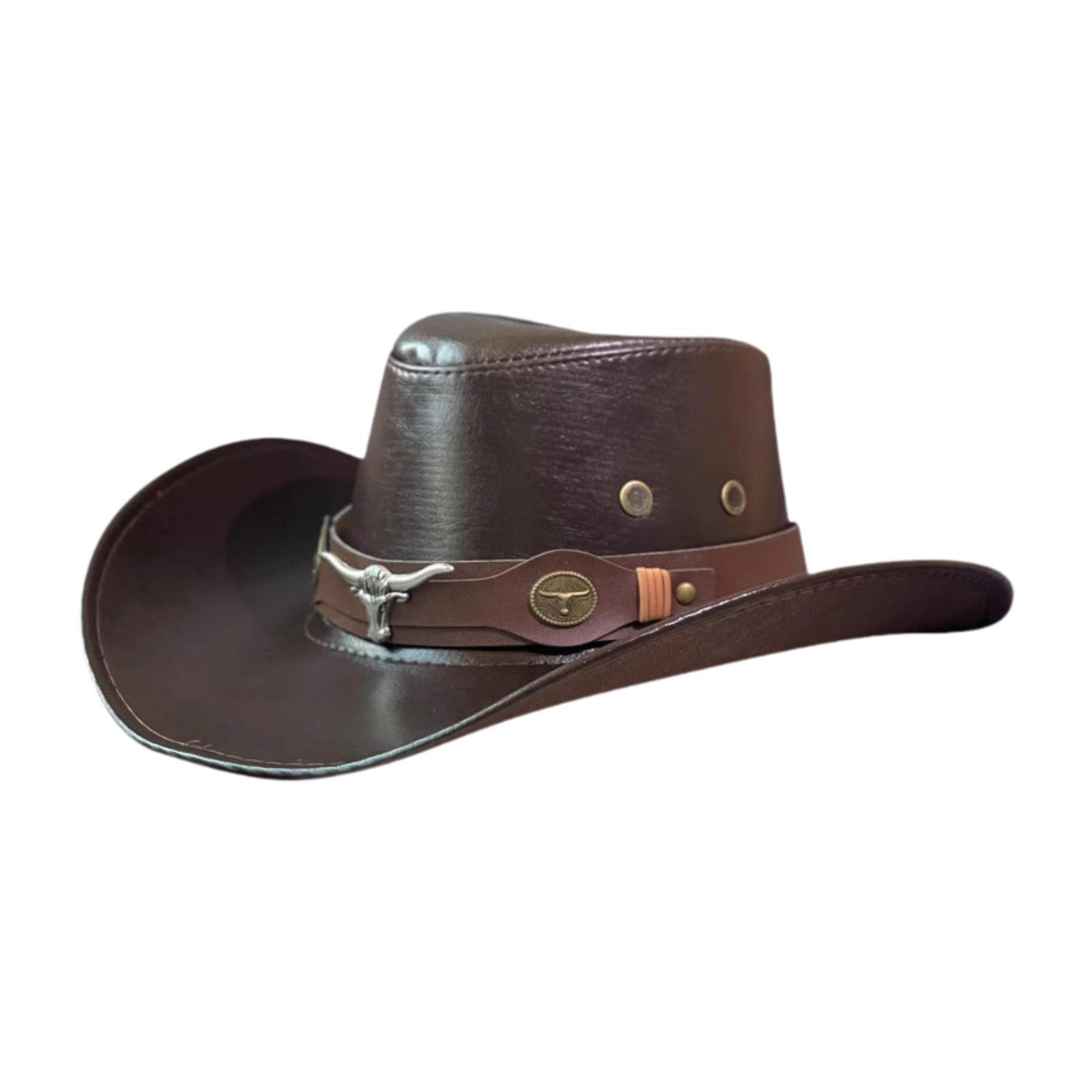 Sharplace Cowboy Hat Cowgirl Hat PU Leather Classic Lightweight ...