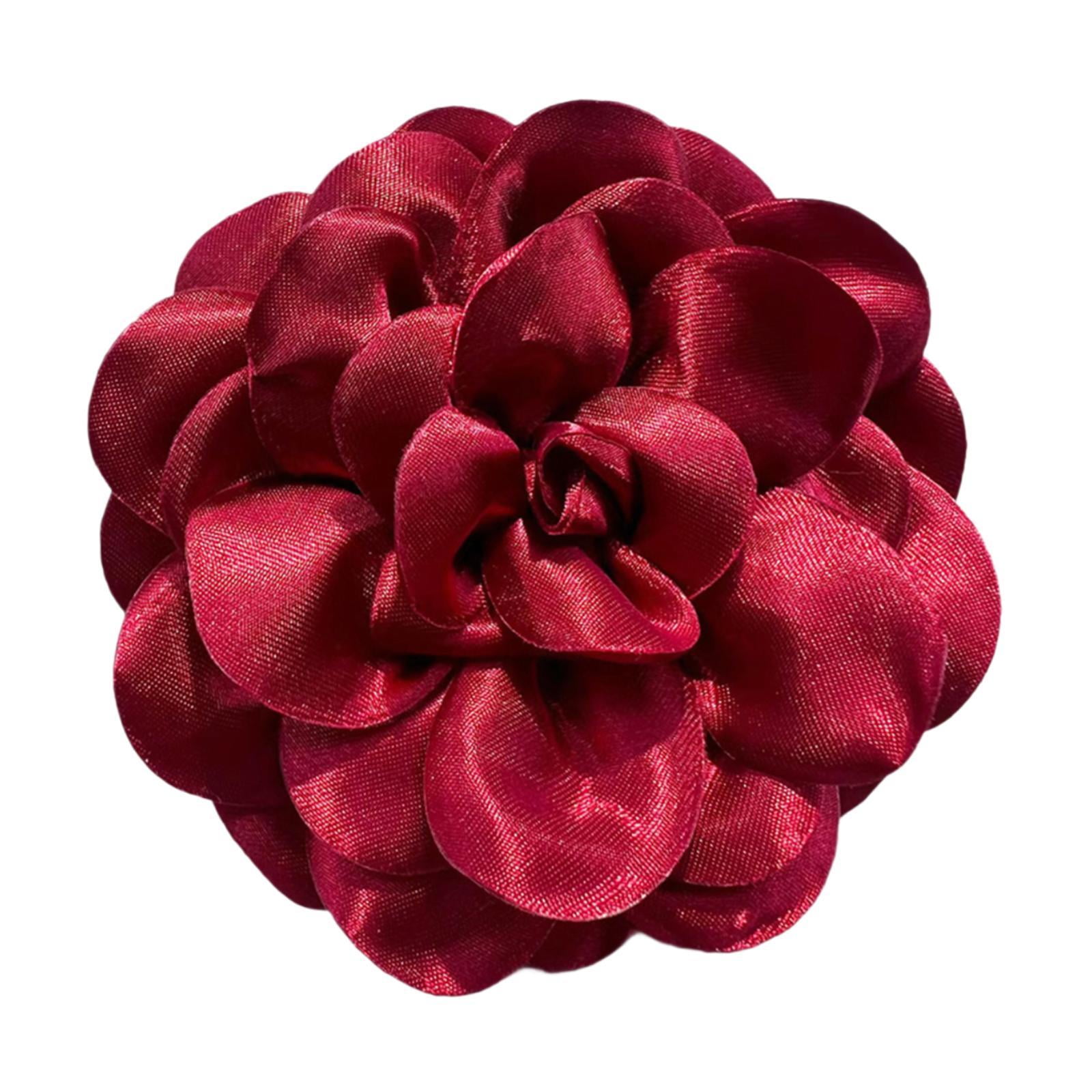 Sharplace Flower Brooch Boutonniere Elegant Lapel Pin Satin Camellia ...