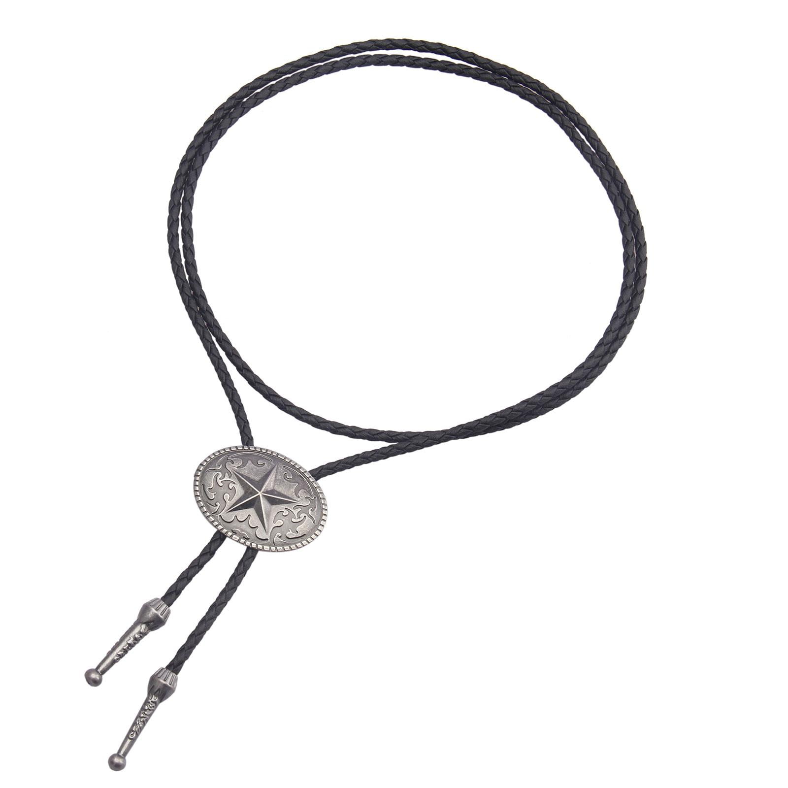 Sharplace Western Mens Bolo Tie Braided Jewelry Oval Pentagram Pendant ...