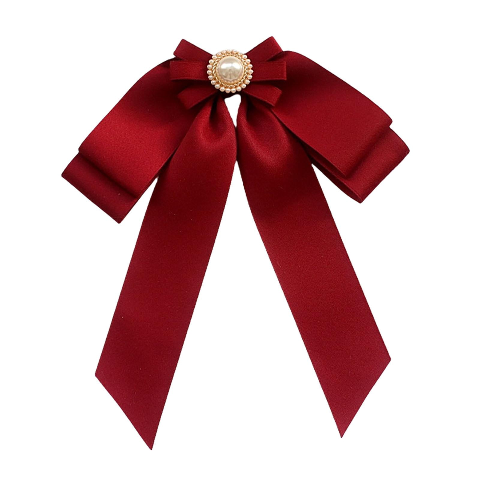Sharplace Women's Pre Tied Bowknot Brooch Bead Bow Tie Brooch Pin ...