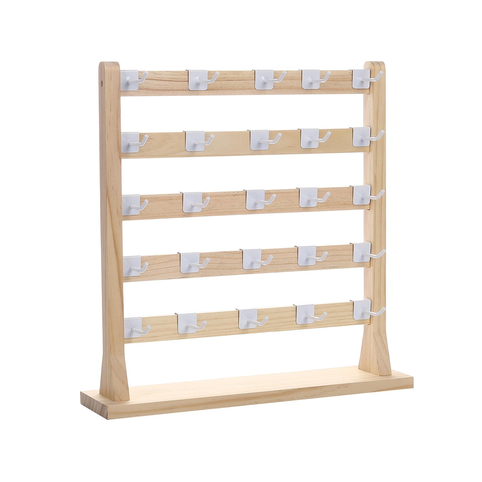 Sharplace Wooden Earrings Display Stand, Jewelry Organizer with Hooks ...