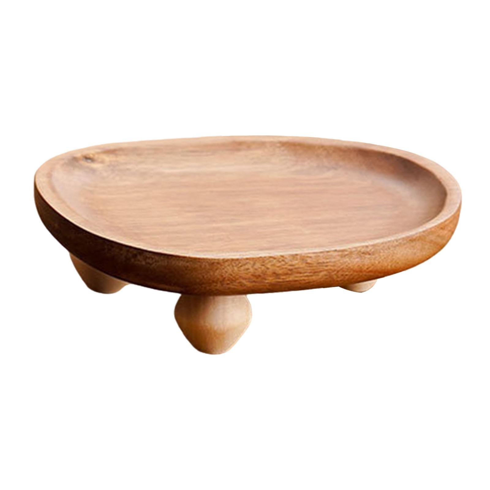 Sharplace Wooden Serving Tray Wood Pedestal Stand Organizer Display ...