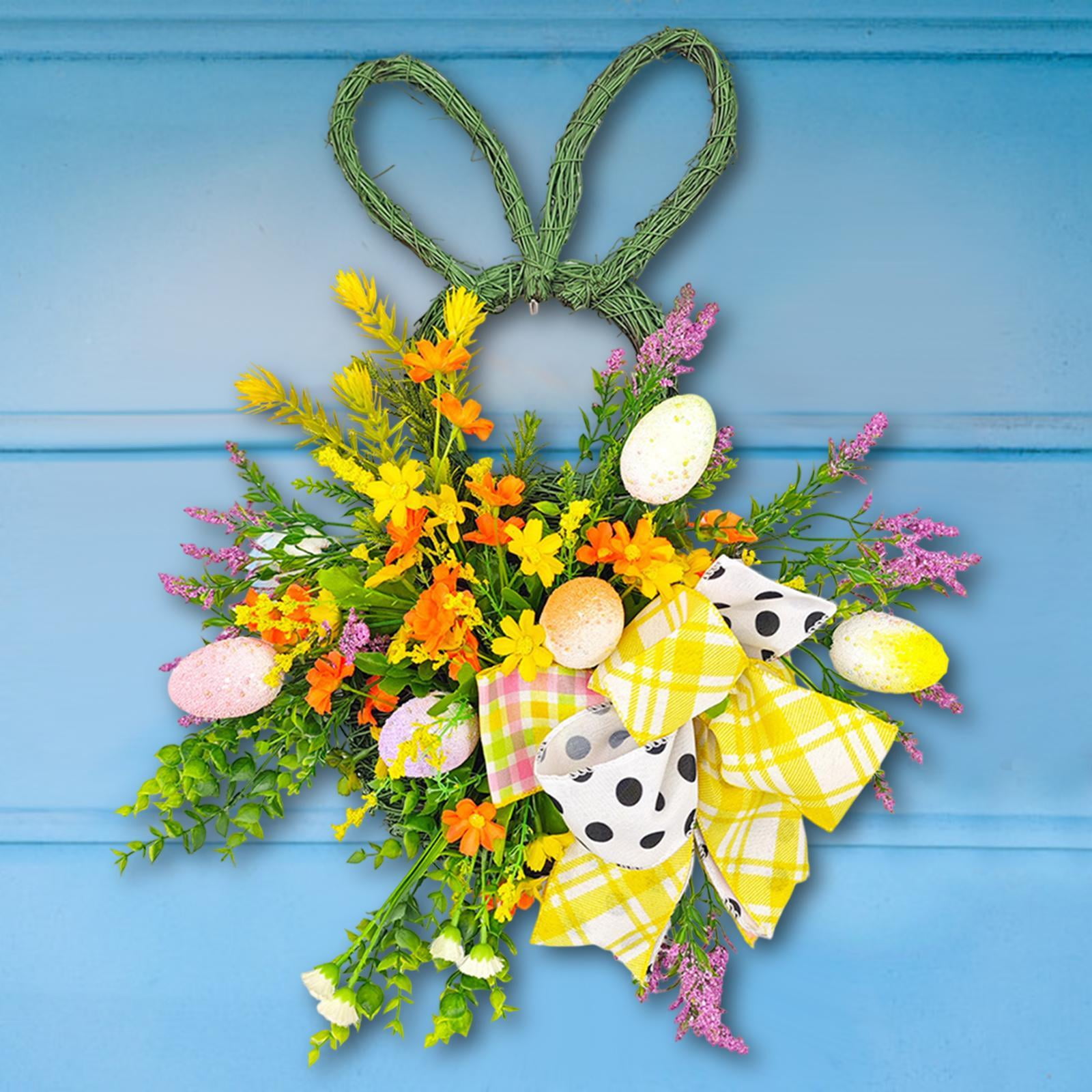 Sharprepublic 19.6inch Easter Bunny Front Door Wreath Farmhouse ...