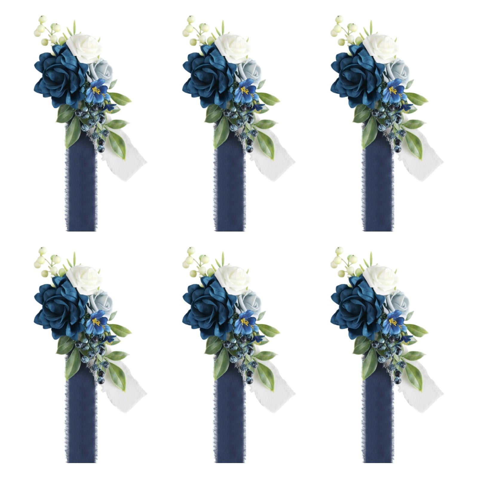 Sharprepublic 6 Pieces Shoulder Corsages Blue White Florals Decorations ...
