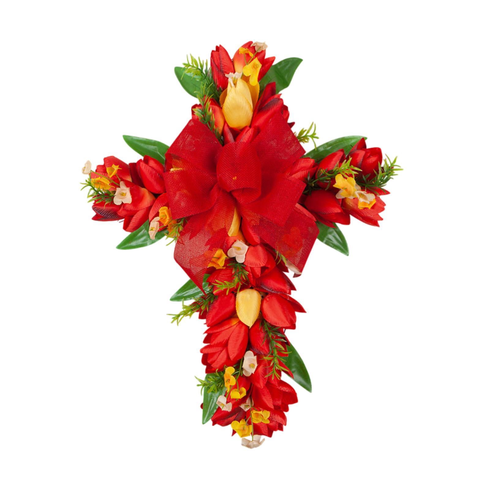 Sharprepublic Artificial Flower Wreath Festival Party Easter Cross ...