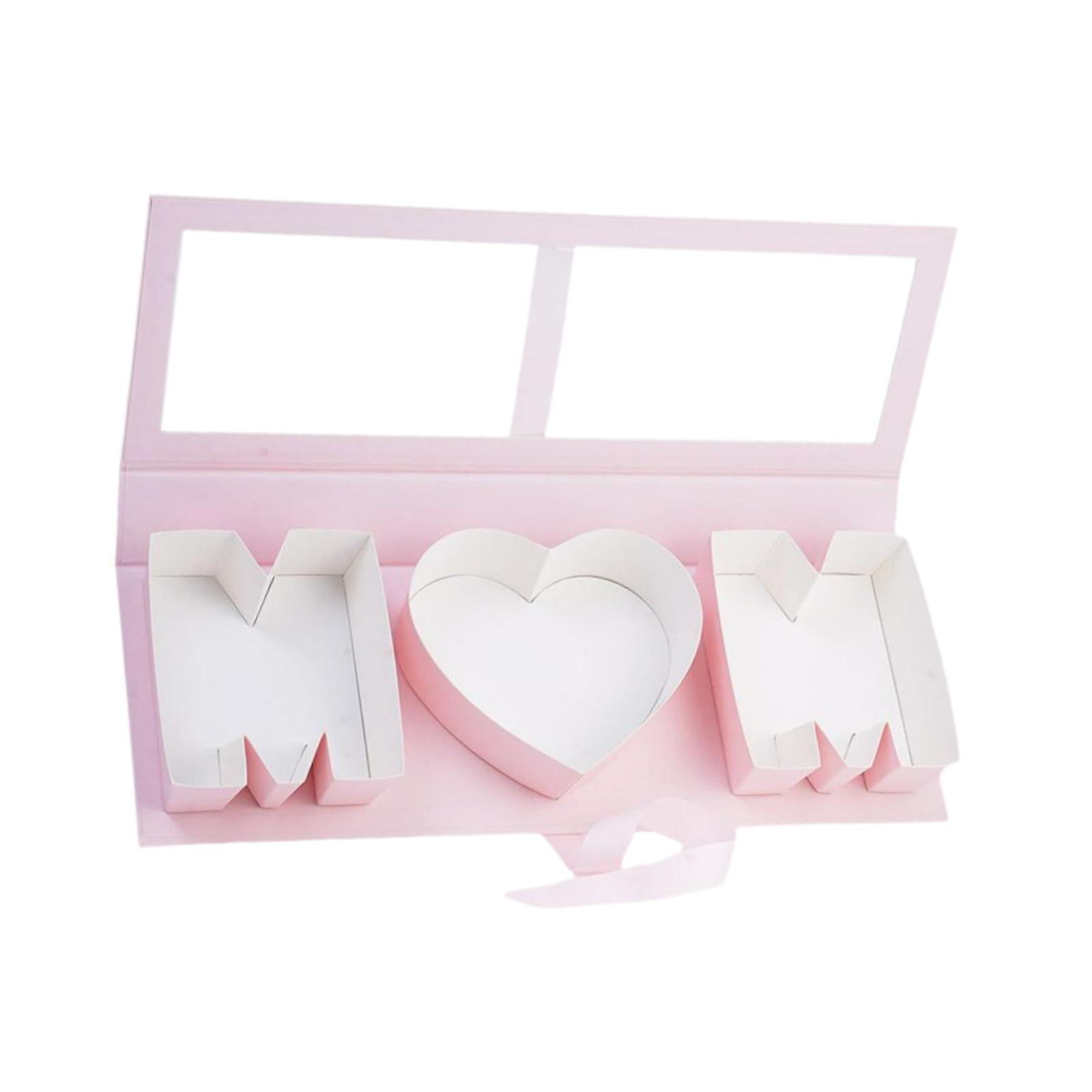 Sharprepublic Flower Gift Box Clear Lid Rectangular Mom Letter Shaped ...
